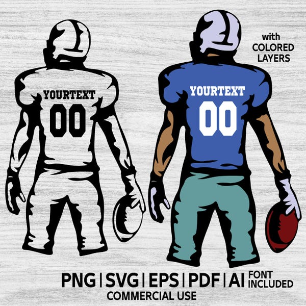 Football Player Svg - Etsy