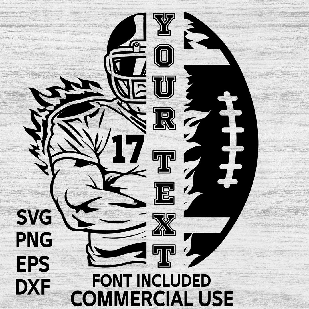 Football Player Svg Custom T Shirt, Customized Football PNG, SVG ...