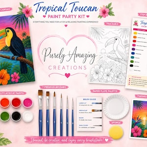 Toucan Paint and Sip Painting, Complete Paint Party Kit, Digital ...