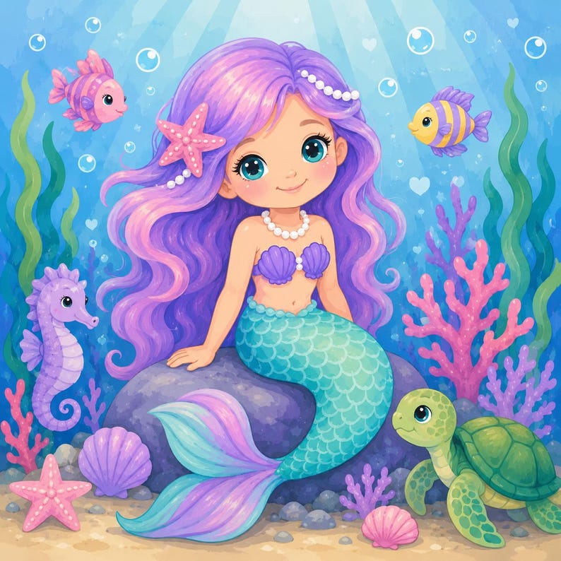 A Little Mermaid Paint Kit DIY Paint Party, Digital Download - Etsy