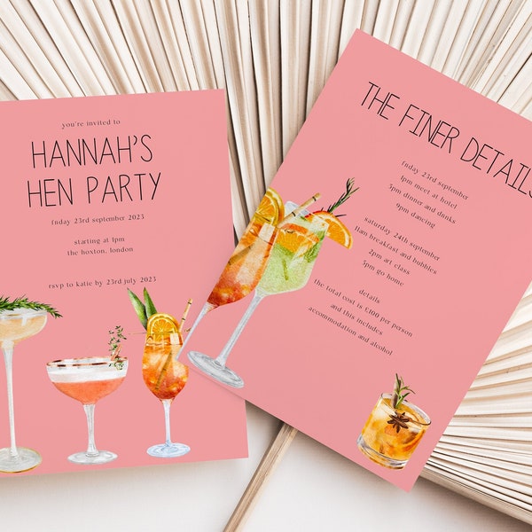PENNY Pink, Digital Hen Party, Bridal Shower Invitation and Itinerary ...