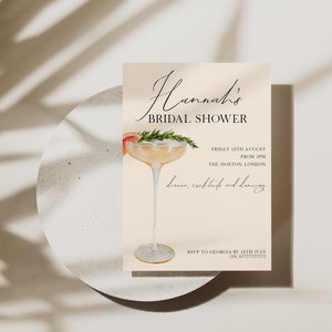 Hen Do Invite, Cocktail Hen Party Invitation, Pink Hen Do Invite ...