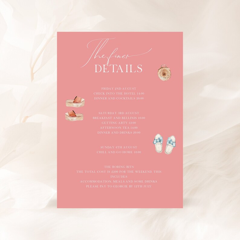 Holiday Hen Do Invite, Hen Party Invitation, Pink Hen Do Invite, Bridal ...