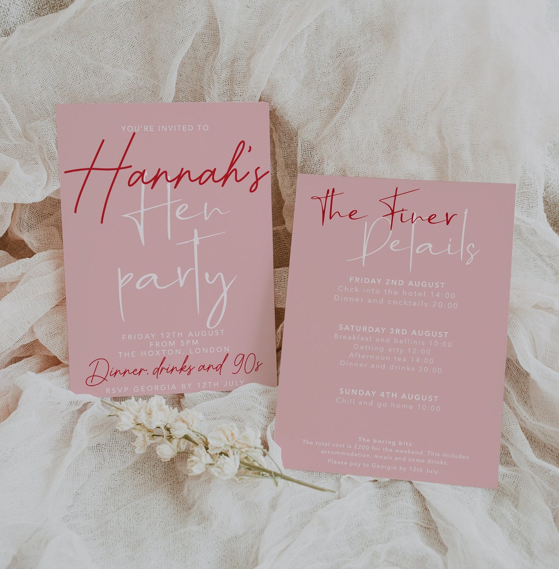 PENNY Pink Digital Hen Party Bridal Shower Invitation and - Etsy