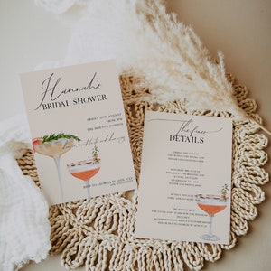 Hen Do Invite, Cocktail Hen Party Invitation, Pink Hen Do Invite ...