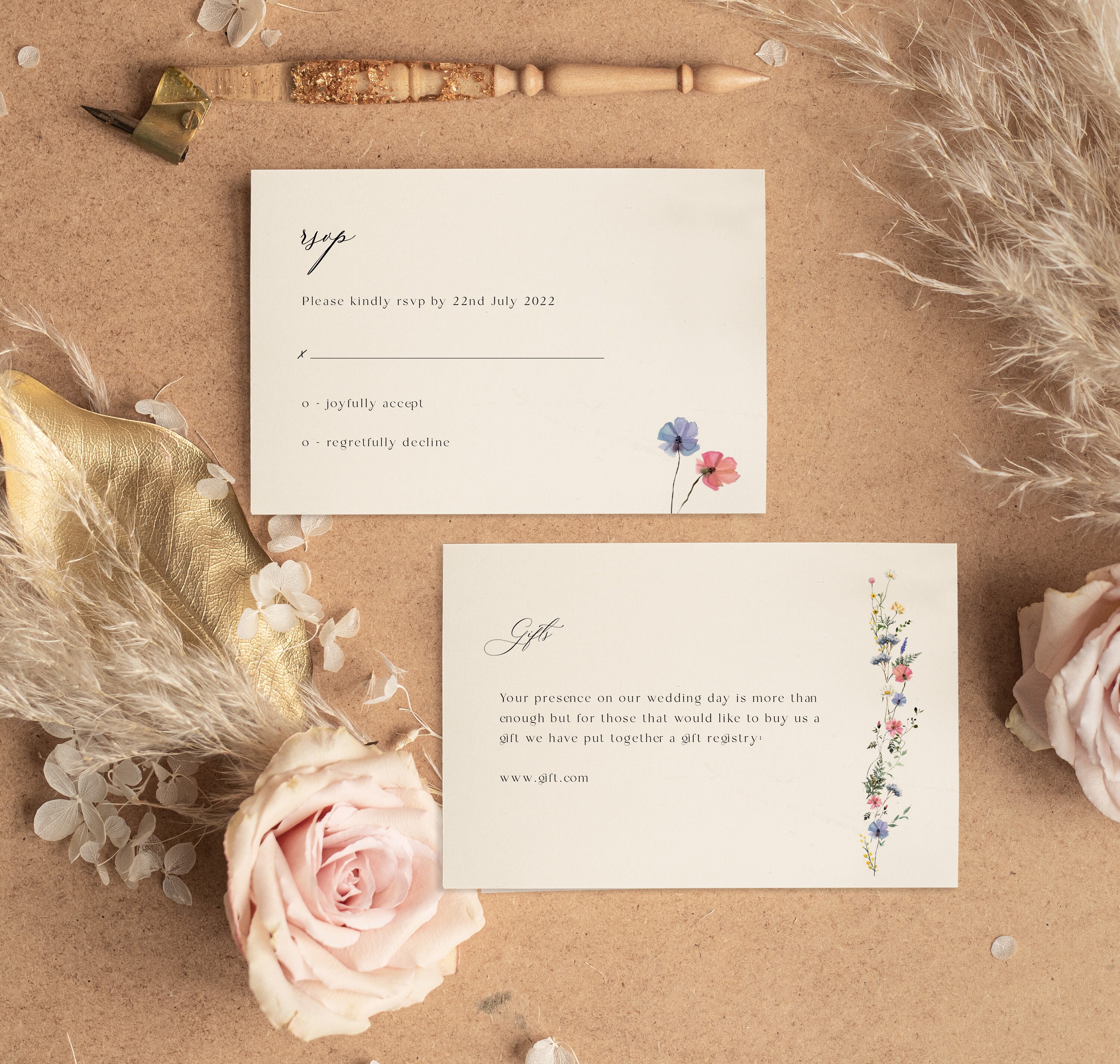 Spring Wild Flower Wedding Invitation, Garden Floral Wedding Suite ...