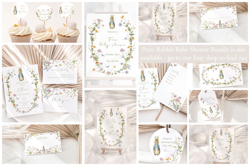 Peter Rabbit Books for Baby, Peter Rabbit Baby Shower Template, Gender ...