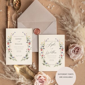 Spring Wild Flower Wedding Invitation, Garden Floral Wedding Suite ...