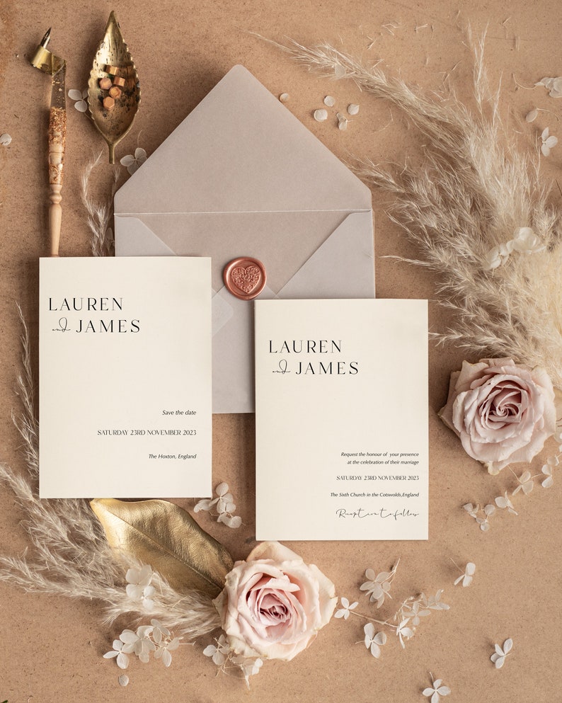 POPPY Minimalist Wedding Invitation Set, Modern and Elegant Wedding ...