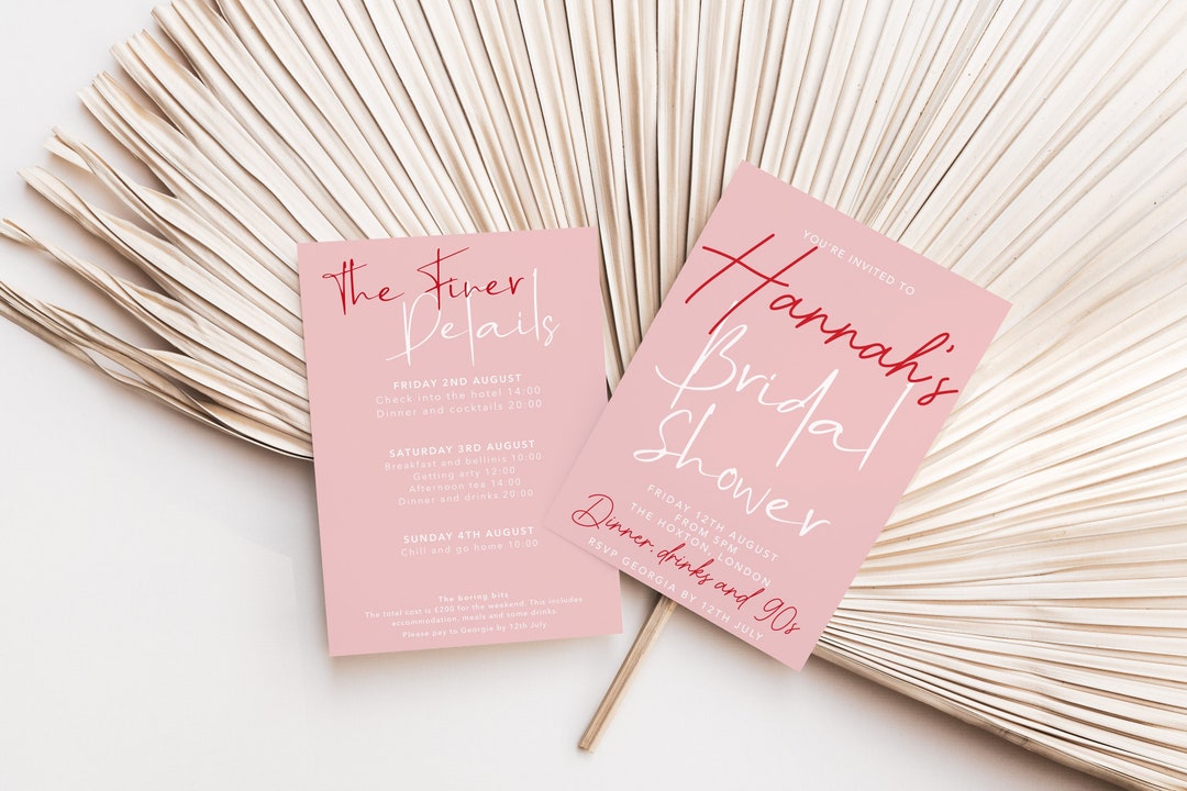 PENNY Pink, Digital Hen Party, Bridal Shower Invitation and Itinerary ...