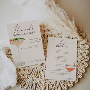 Hen Do Invite, Cocktail Hen Party Invitation, Pink Hen Do Invite ...