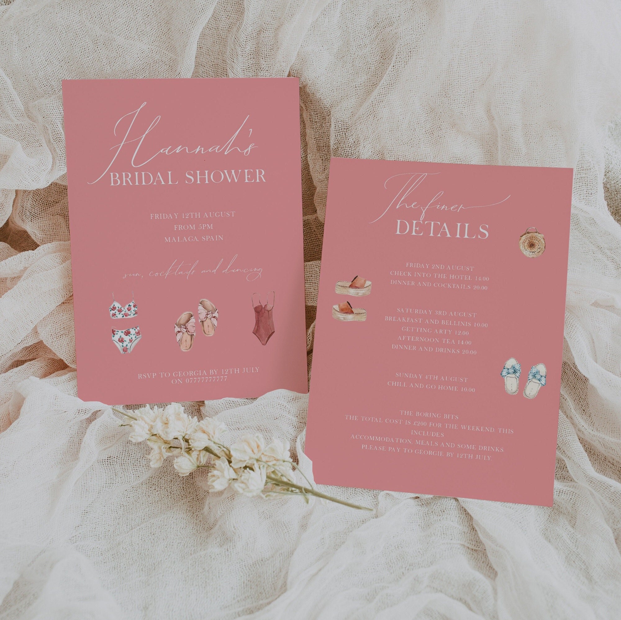 Holiday Hen Do Invite, Hen Party Invitation, Pink Hen Do Invite, Bridal ...