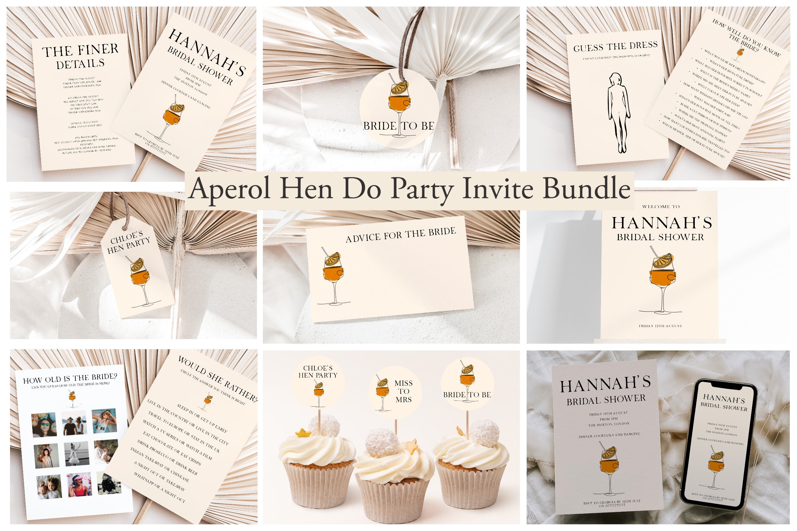 Aperol Hen Do Invite, Aperol Bridal Party Invite, Cocktail Hen Do ...
