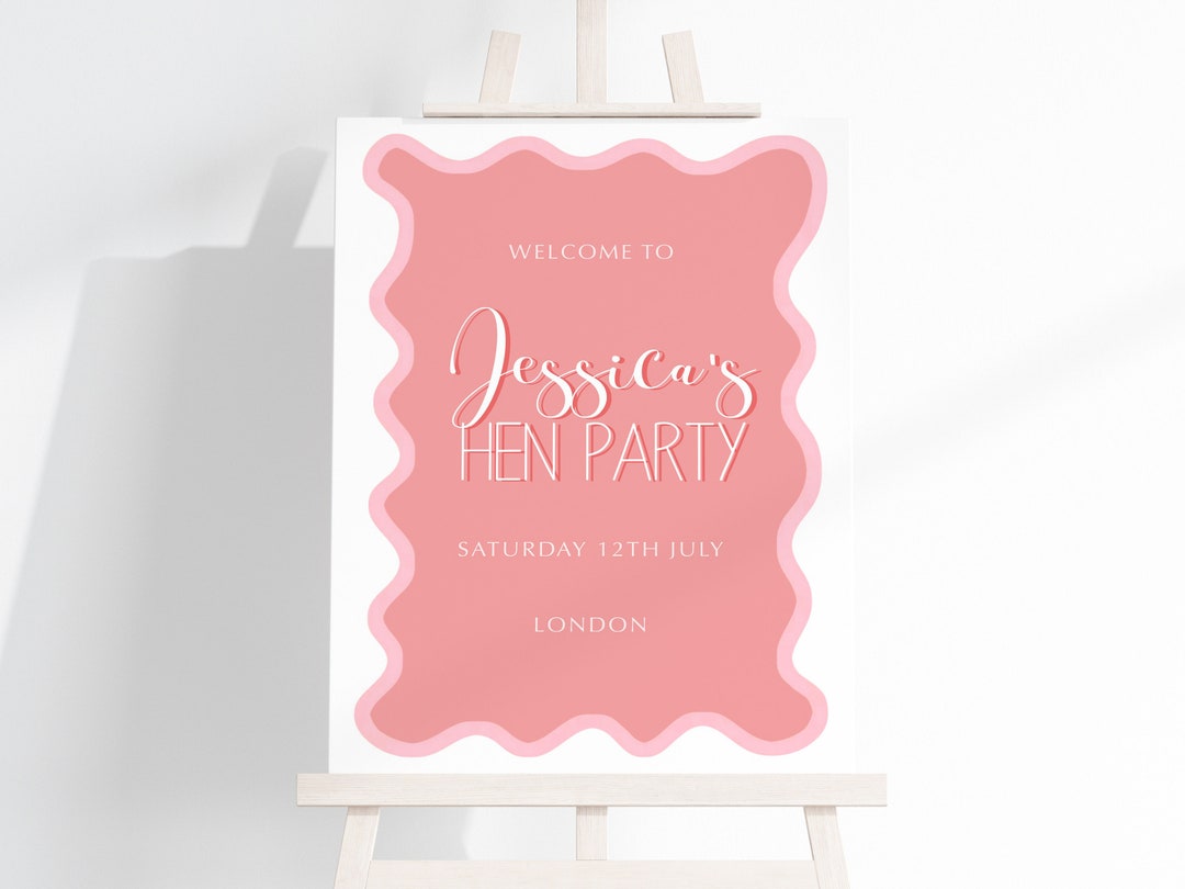 Pink Hen Party Welcome Sign, Printable Bridal Shower Sign, Pink ...