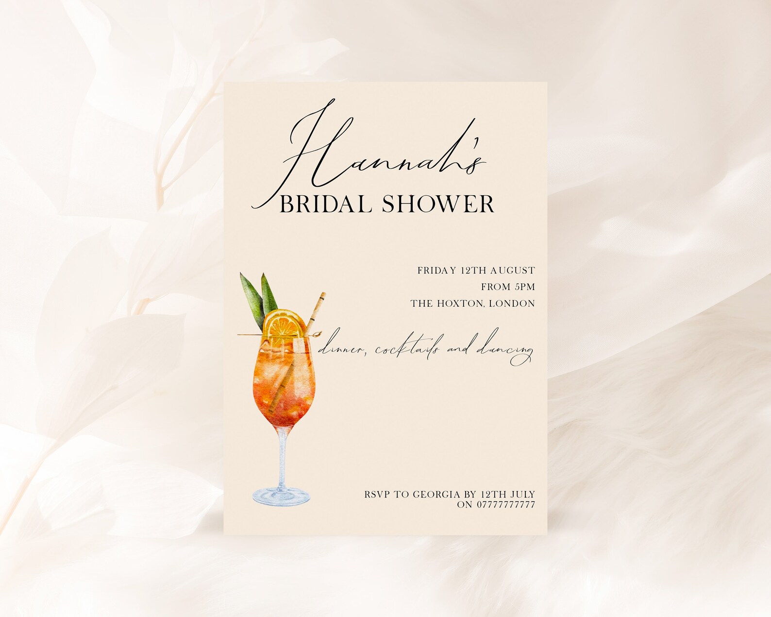 Hen Do Invite, Cocktail Hen Party Invitation, Pink Hen Do Invite ...