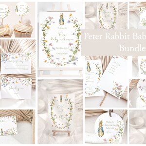 Peter Rabbit Floral Baby Shower Invitation Template Bundle, Gender ...