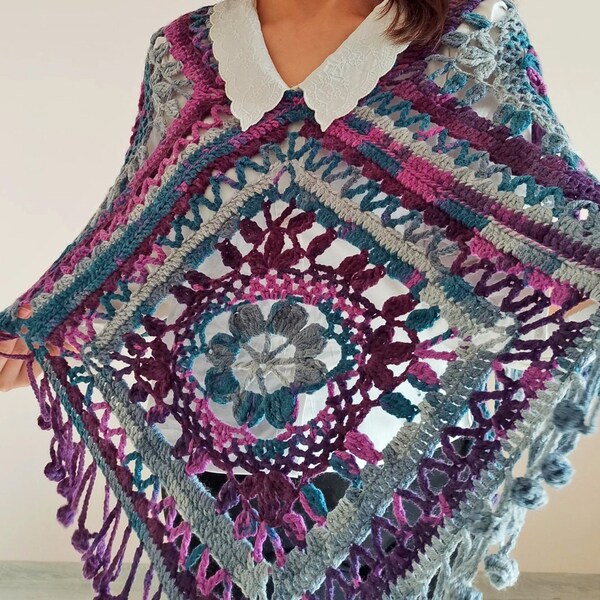 Patchwork Poncho - Etsy