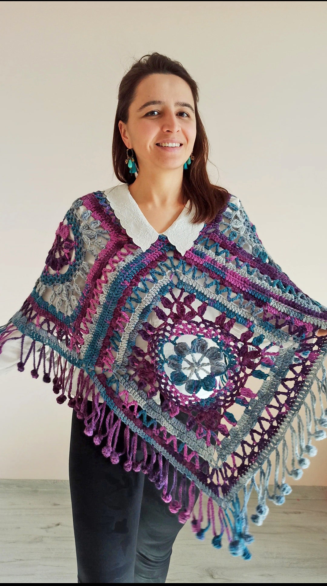 Crochet Poncho for Women, Special Gift for Her, Handmade Wool Poncho ...