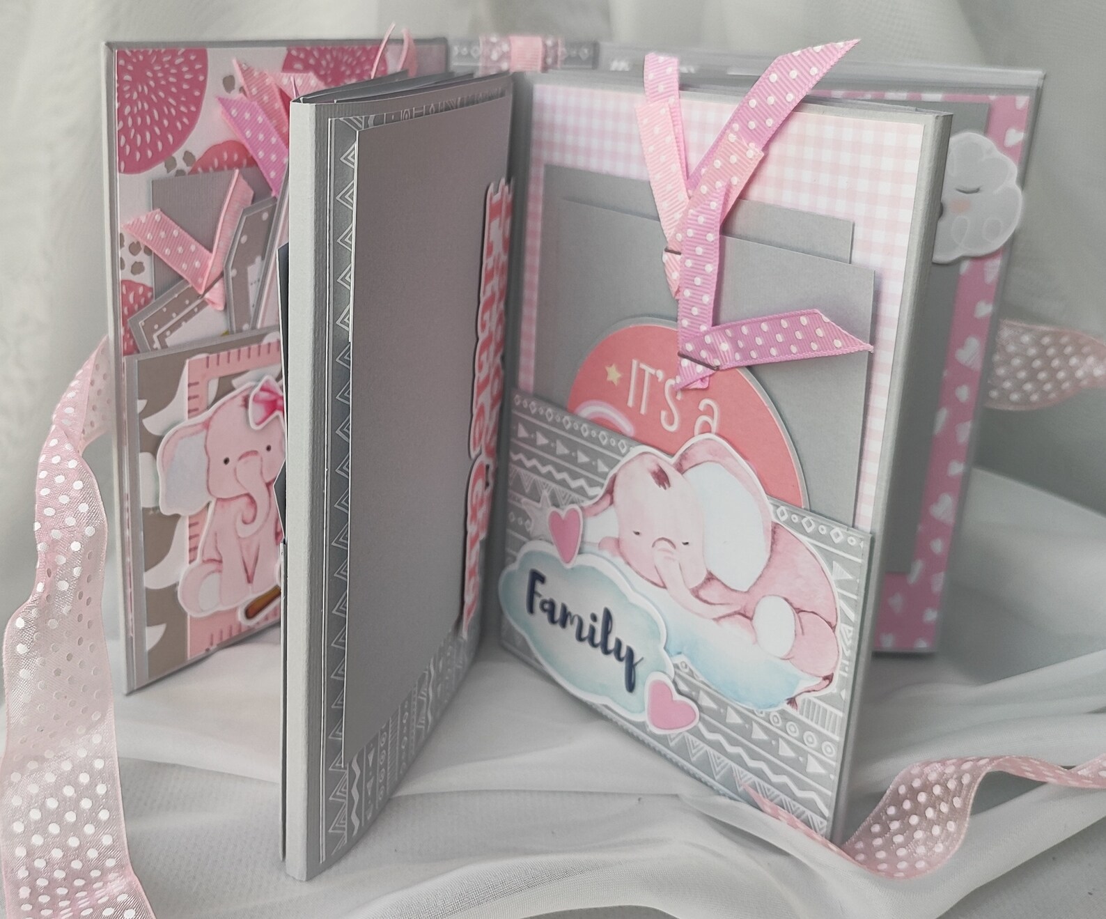 Baby Scrapbook Album Girl Pink Handmade, Baby Girl First Album Premade ...