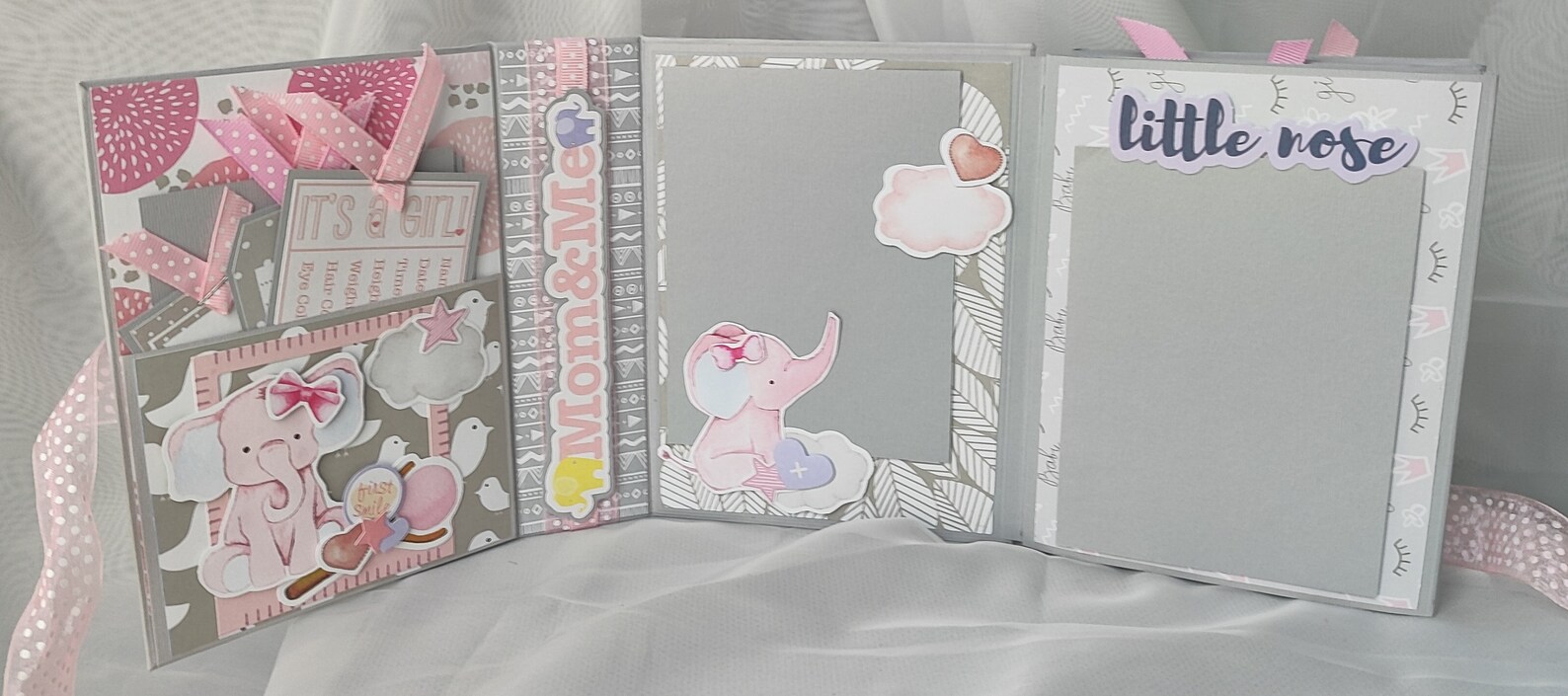 Baby Scrapbook Album Girl Pink Handmade, Baby Girl First Album Premade ...