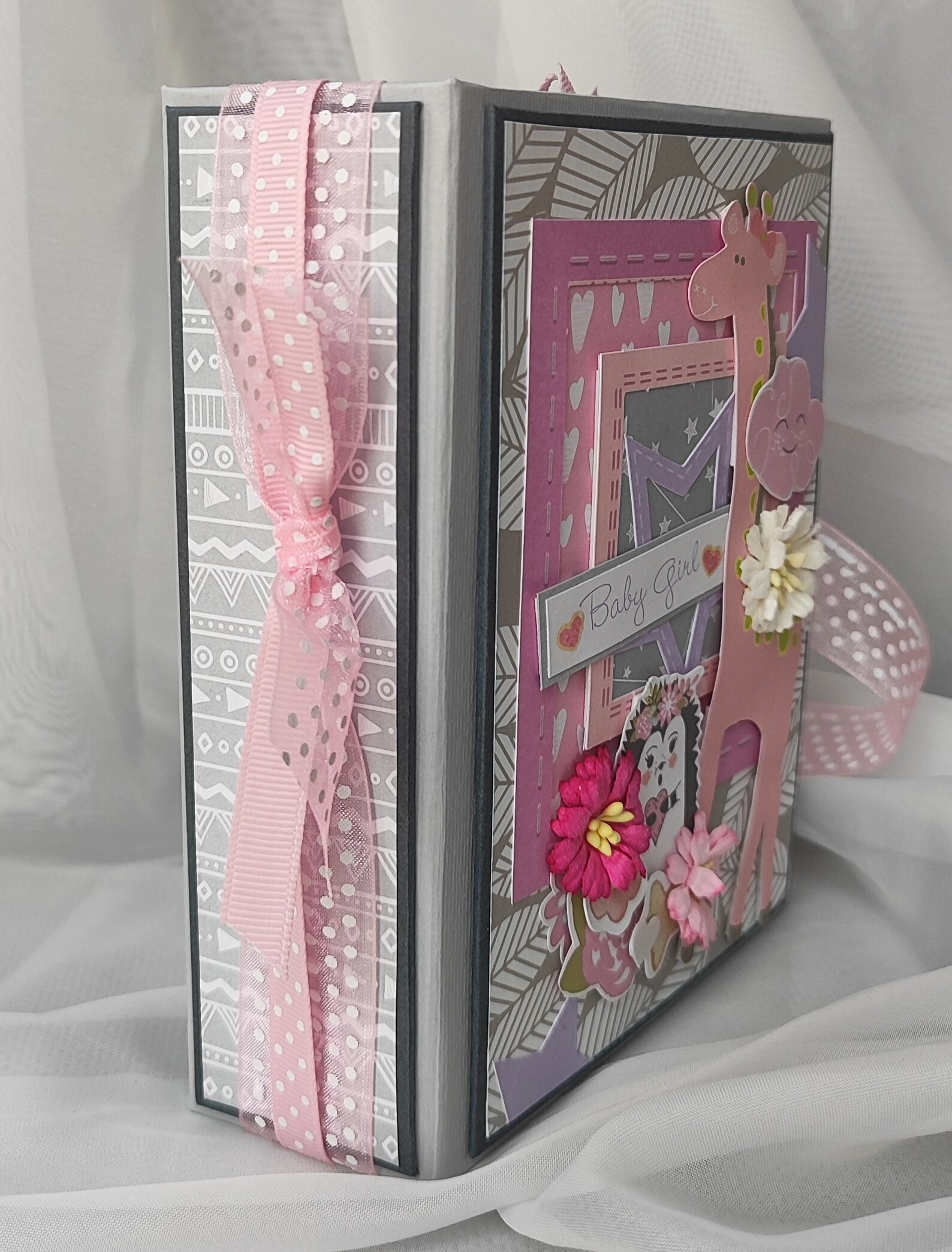 Baby Scrapbook Album Girl Pink Handmade, Baby Girl First Album Premade ...