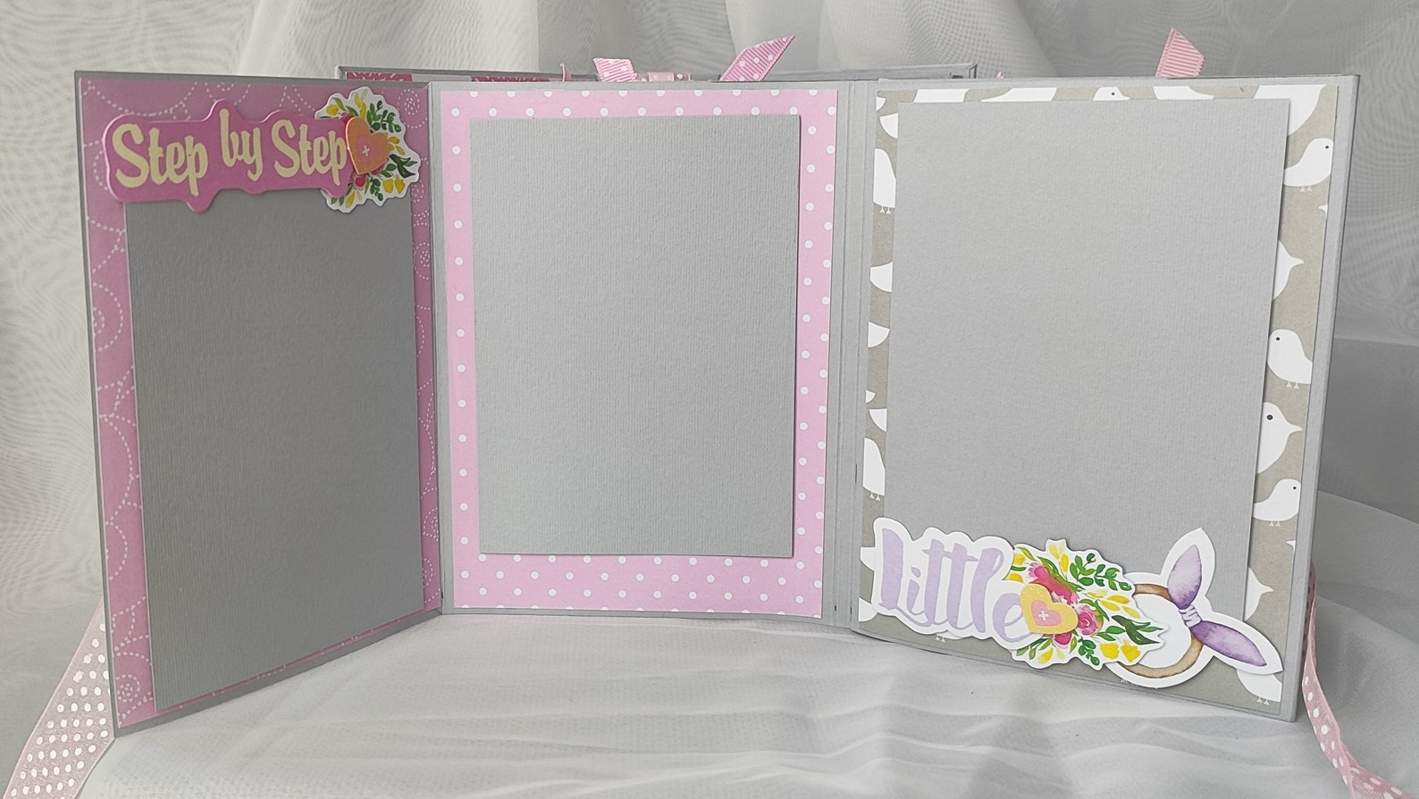 Baby Scrapbook Album Girl Pink Handmade, Baby Girl First Album Premade ...