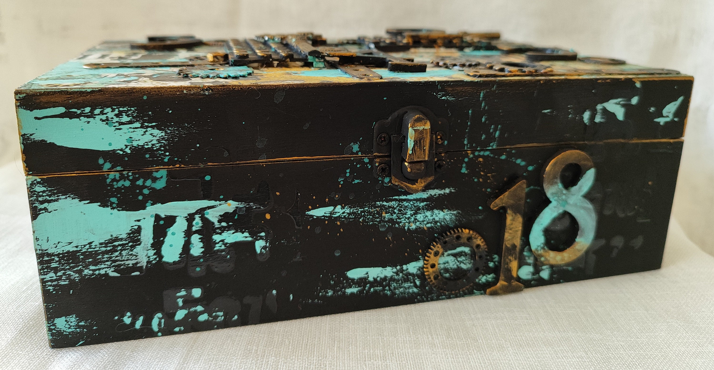 Wooden Box, Decorated Box, Gift Box, Present, Gear, Vintage, Memory Box ...