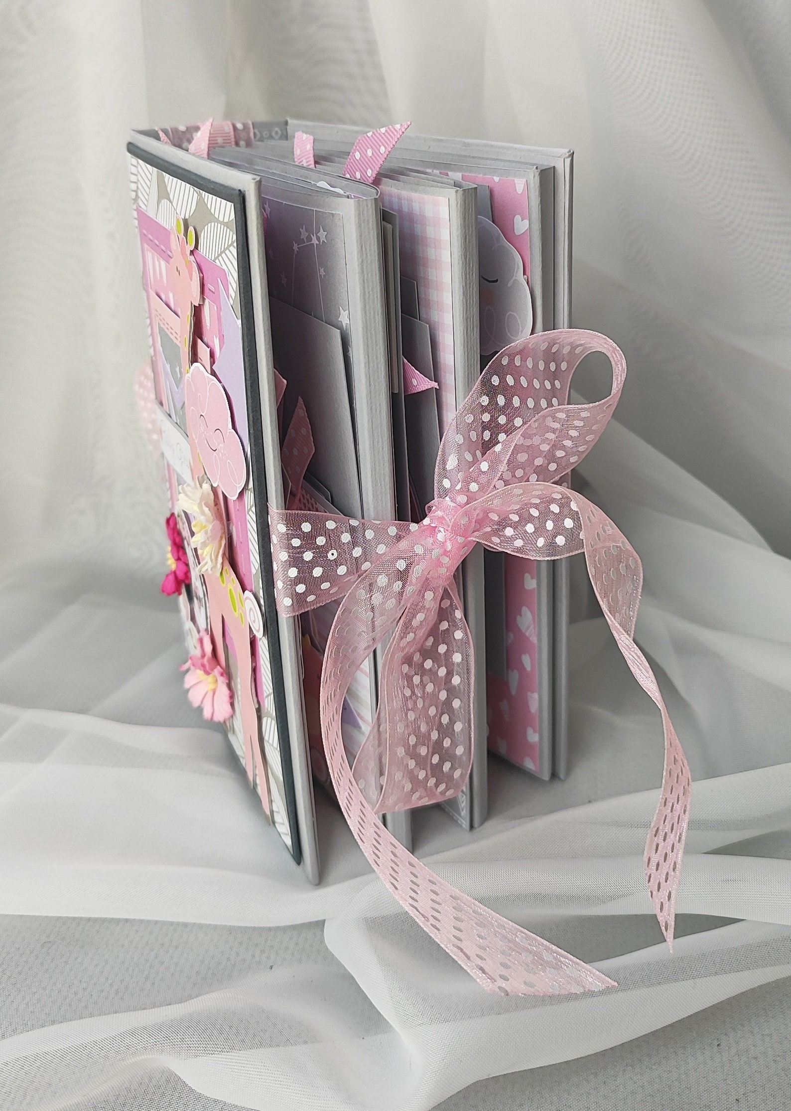 Baby Scrapbook Album Girl Pink Handmade, Baby Girl First Album Premade ...