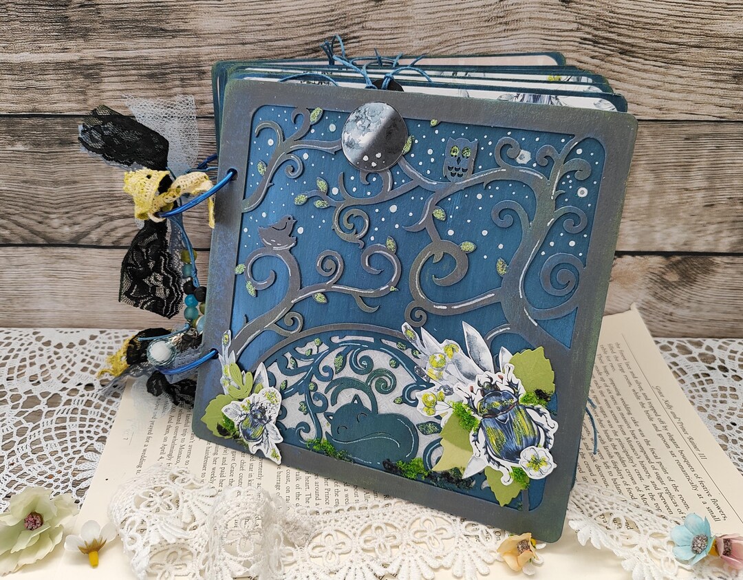 Wooden Photo Album With Insect Design, Blue Green Bug Themed Memory ...