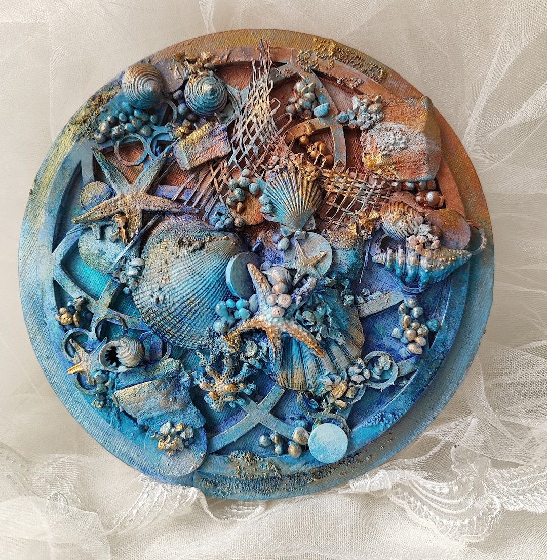 Sea Shells, Sea Shells Canvas, Rounded Canvas, Marine Canvas, Beach ...