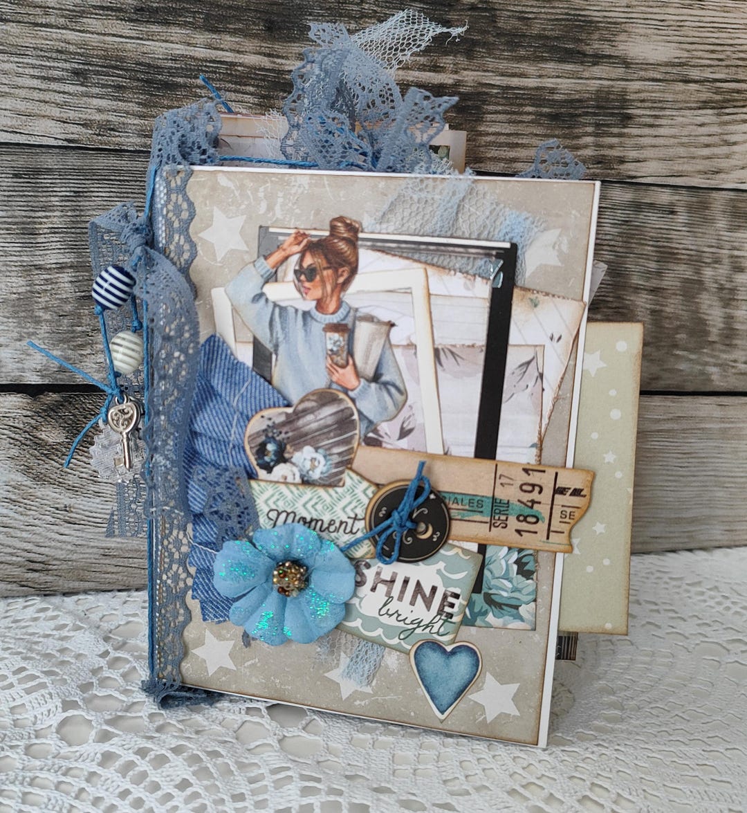 Vintage Girl Envelope Junk Journal, Handmade Paper Memory Book, Craft ...