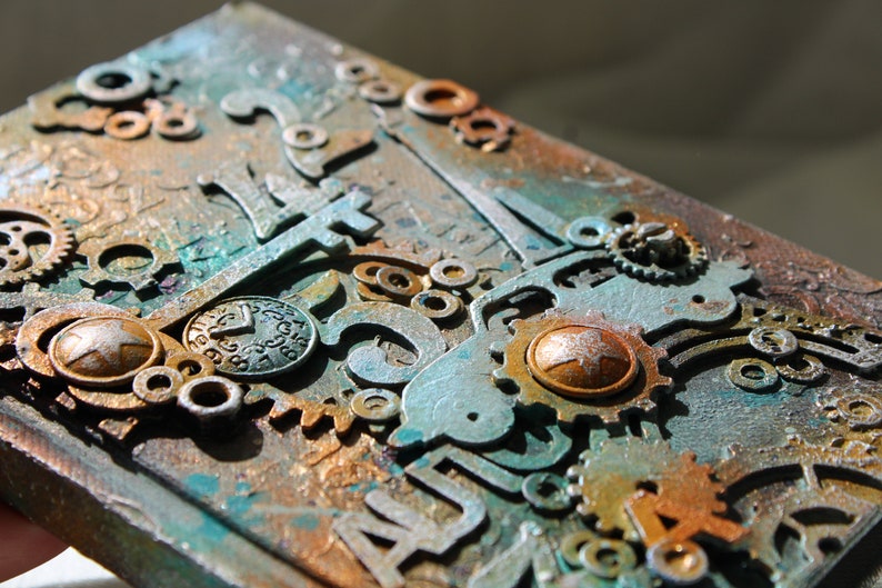Steampunk Handcrafted Art Journal, Altered Notebook With Gears for Men ...
