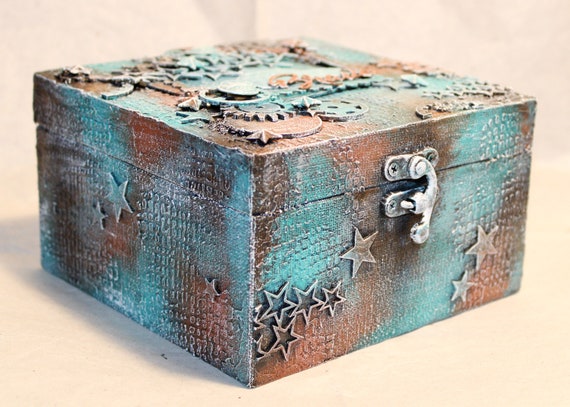 Wooden boxMixed media box Altered box Box for gift | Etsy