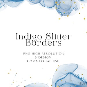 Indigo Watercolor Borders PNG Cliparts, Indigo Alcohol Ink PNG Clipart ...