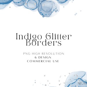 Indigo Watercolor Borders PNG Cliparts, Indigo Alcohol Ink PNG Clipart ...