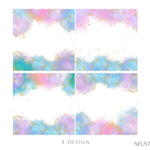 Pastel Watercolor Borders – 4 Pink & Purple PNG Frames With Gold ...