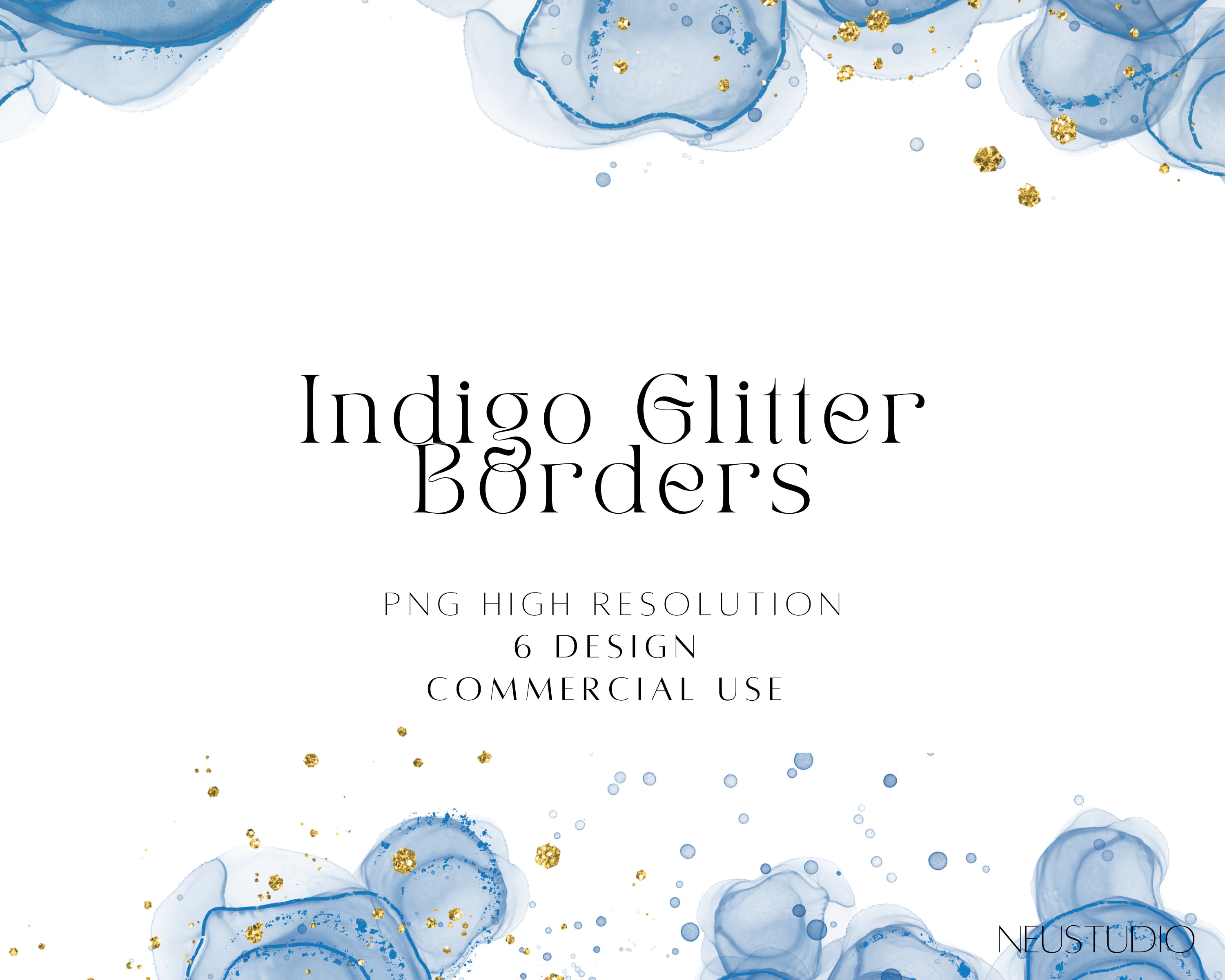 Indigo Watercolor Borders PNG Cliparts Indigo Alcohol Ink PNG - Etsy