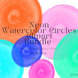 Neon Watercolor Circles Png , Watercolor Elements , Watercolor Blobs ...