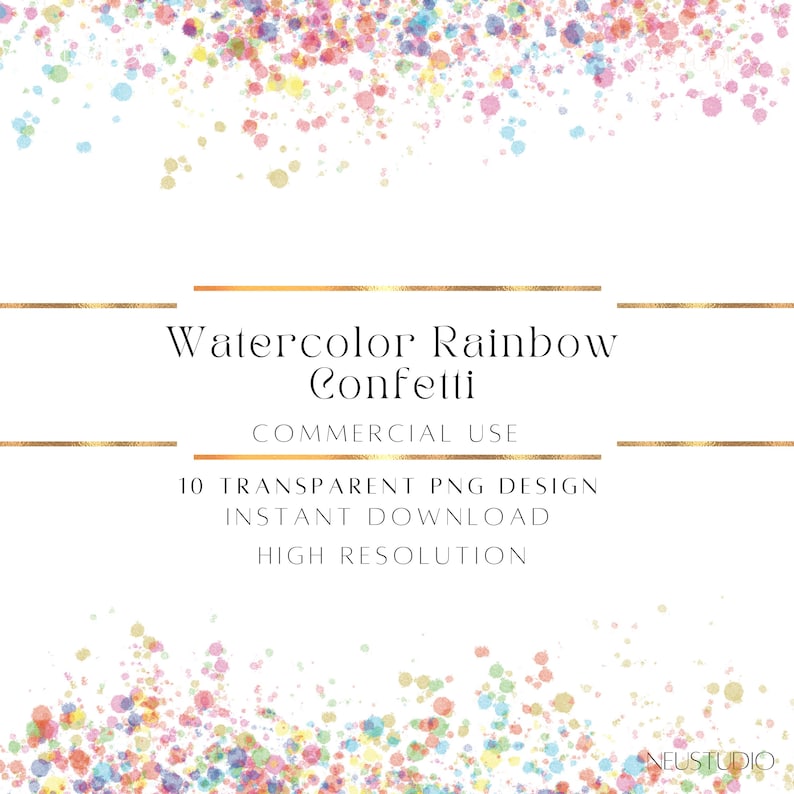 Rainbow Confetti Overlay PNG Clipart, Watercolor, Birthday Card ...