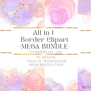 Borders Png Clipart Bundle Glitter Borders PNG Watercolor - Etsy