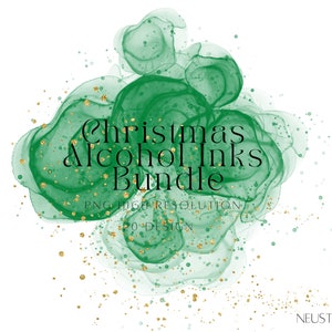Green Alcohol Ink Clipart, Watercolor Christmas Background PNG, Red ...