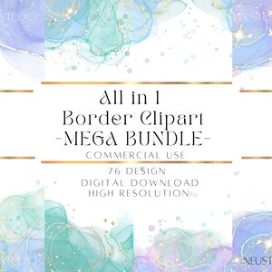 Borders Png Clipart Bundle Glitter Borders PNG Watercolor - Etsy