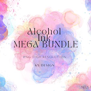 Alcohol Ink PNG Bundle, Watercolor Splashes Clipart, Abstract ...