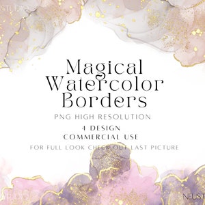 Pastel Alcohol Ink Border Frame PNG Clipart With Transparent Background ...