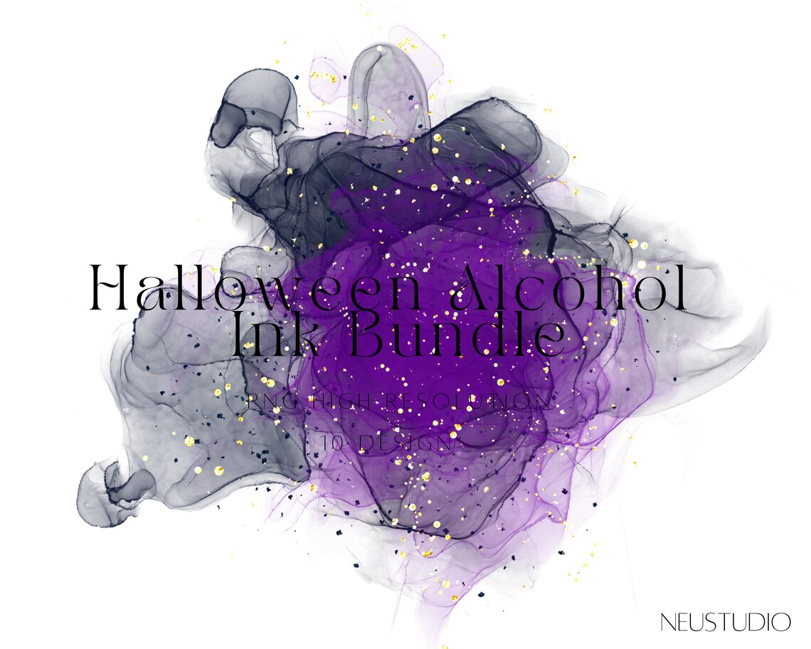 Halloween Alcohol Ink Clipart Watercolor Abstract Clipart - Etsy