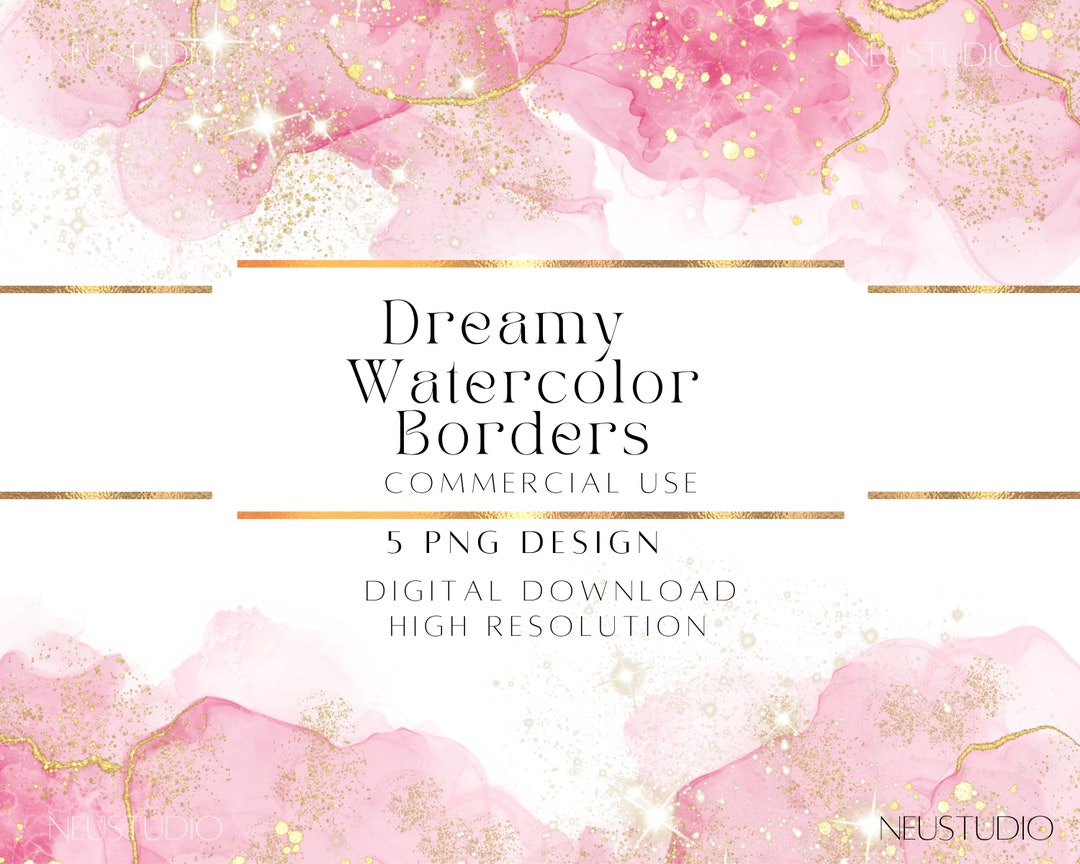 Pink Borders, Watercolor Borders, Border PNG, Rose Gold Borders ...