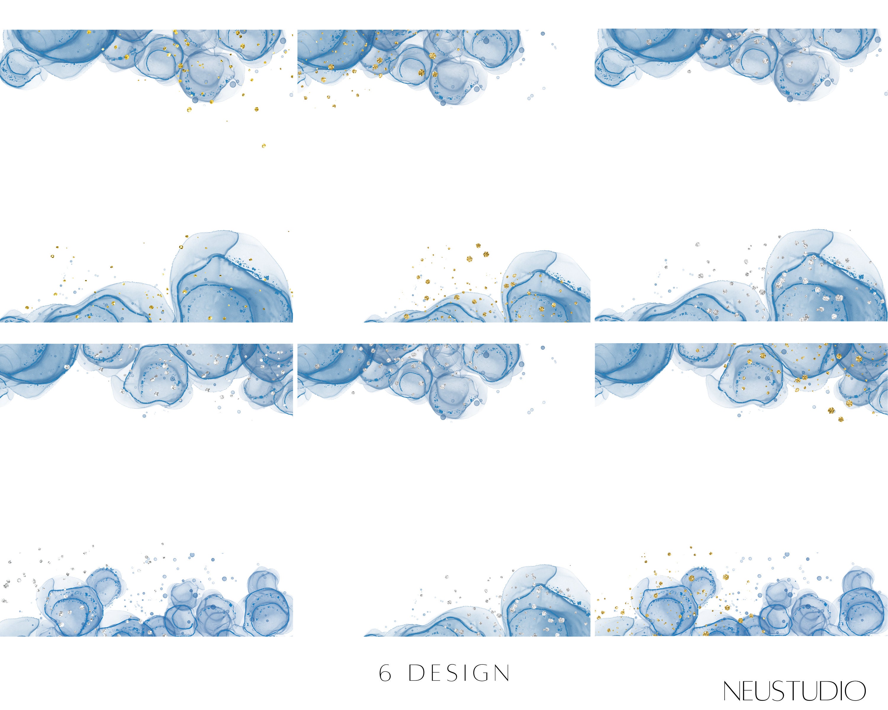 Indigo Watercolor Borders PNG Cliparts Indigo Alcohol Ink PNG - Etsy