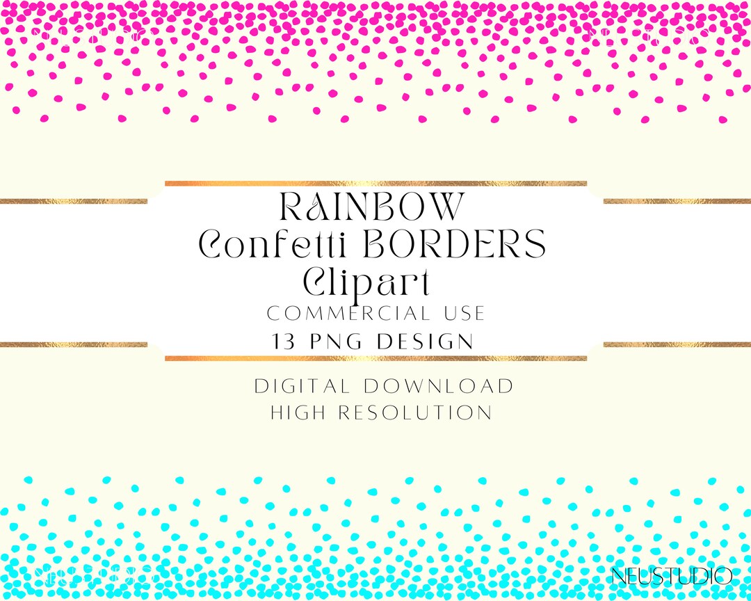 Border Clipart Rainbow Confetti PNG Borders Confetti - Etsy Australia