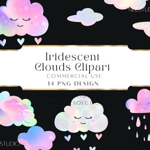 Rain Clouds PNG Clipart, Iridescent Clouds PNG, Rainbow Clouds, Smiley ...