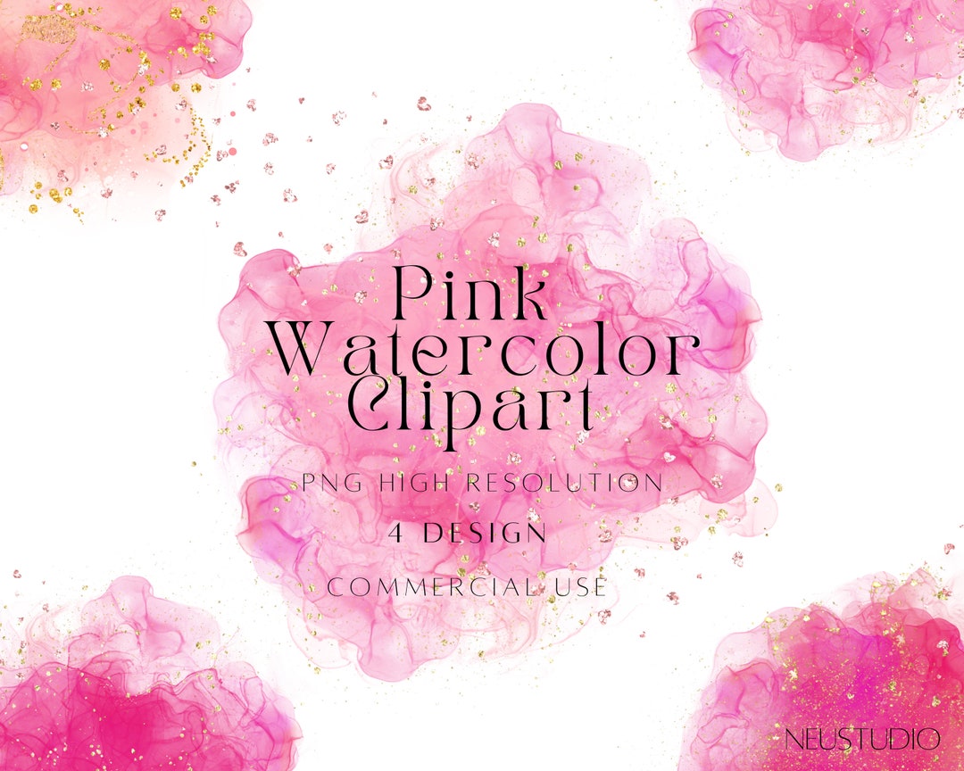 Pink Splash Clipart, Pink Watercolor Splashes, Pink Watercolor Textures ...